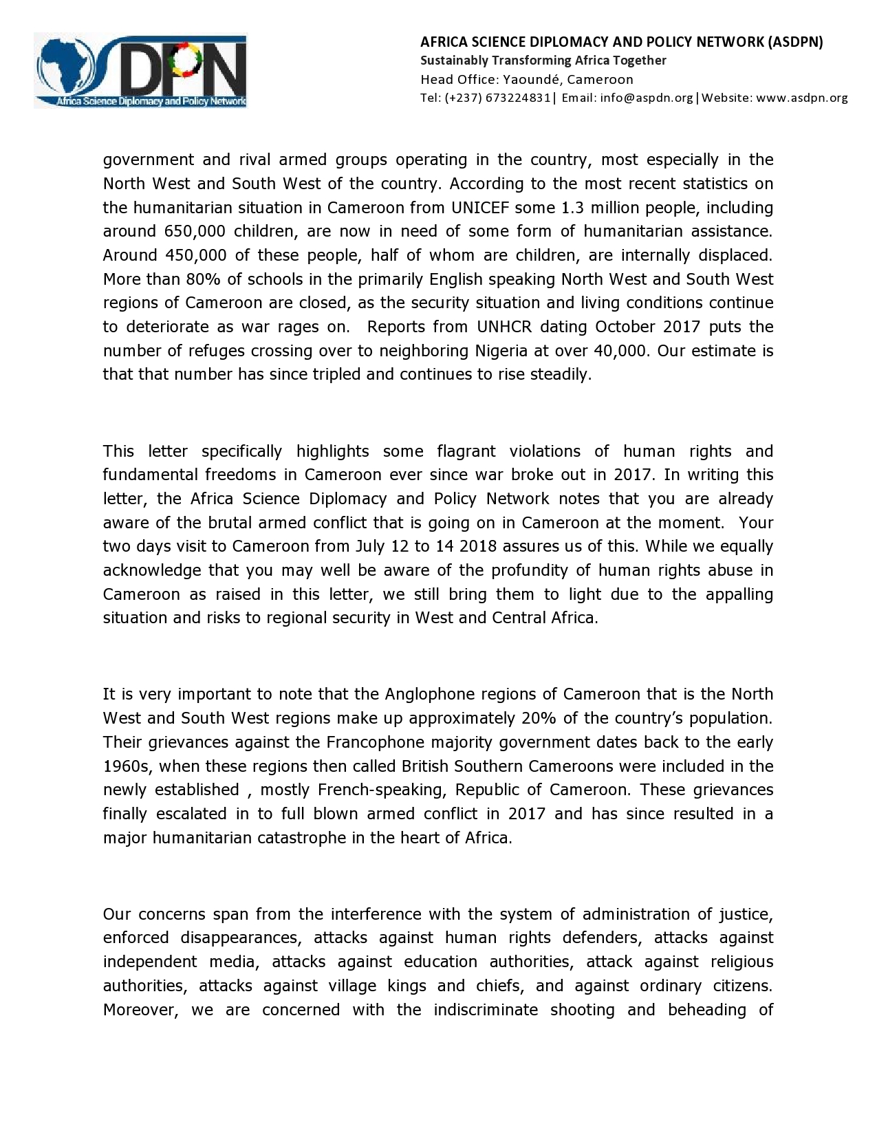 Open Letter to the African Union Chairperson – ASDPN